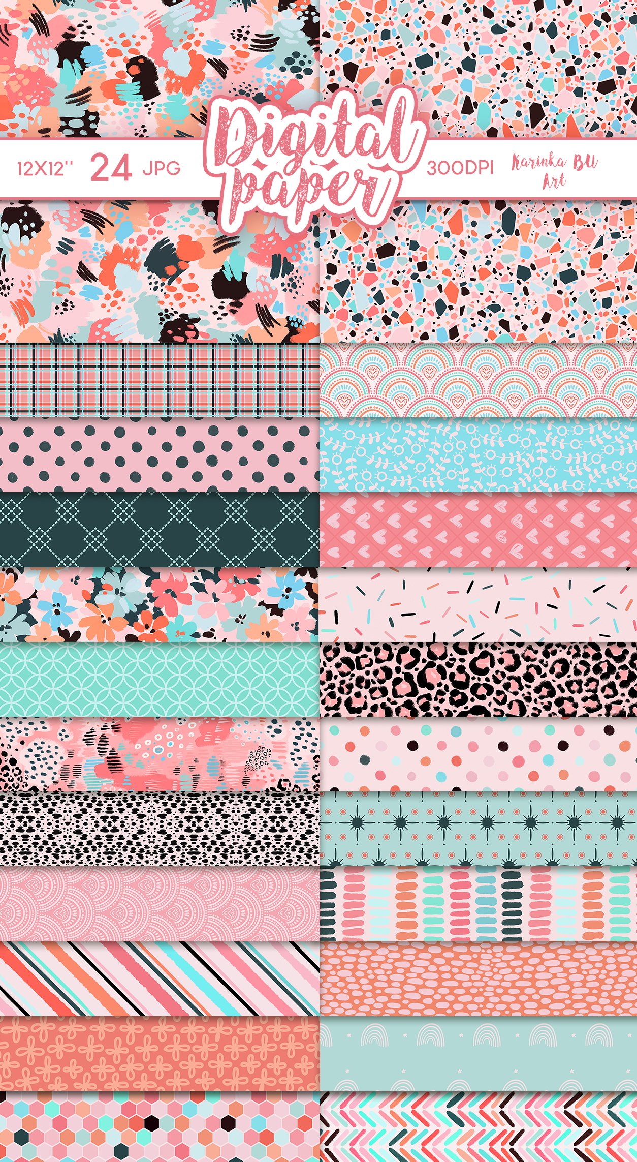 Pink Watercolor digital paper Seamless Pattern Sublimation