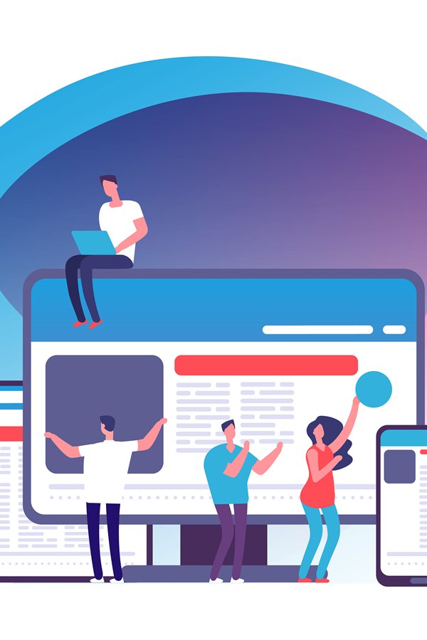 Responsive design vector concept. People creating responsive