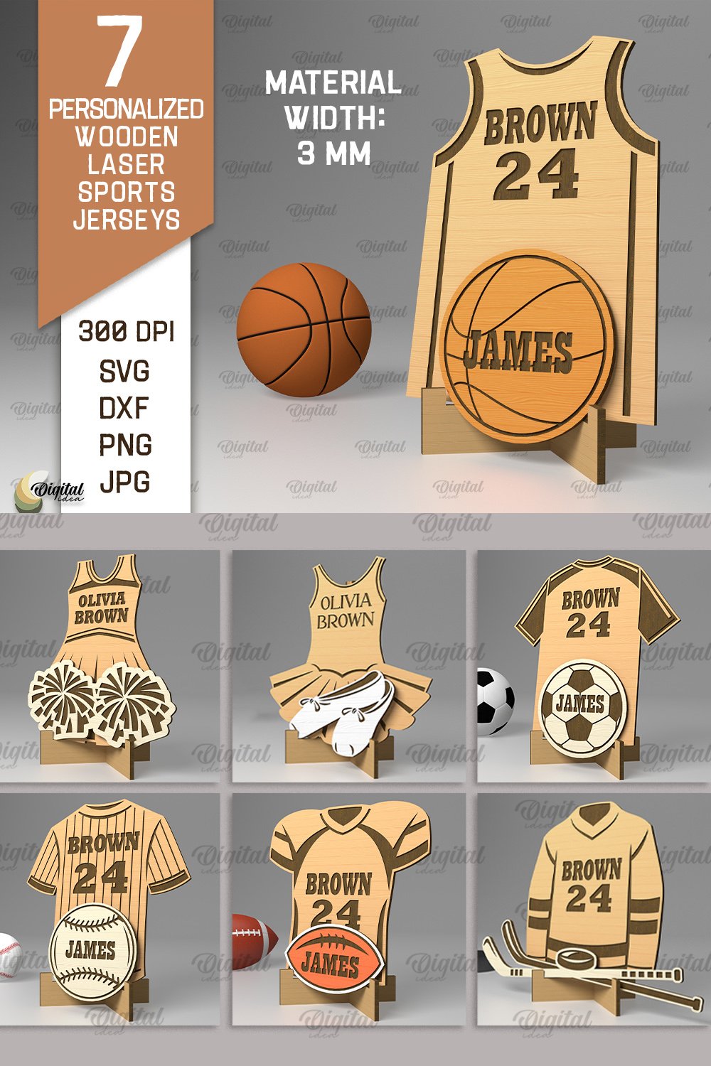 Customized Engraved Wood Player Sports Jersey Signs Bundle