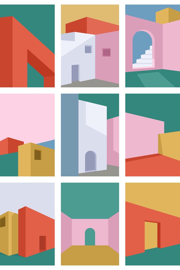 Abstract modern building, minimal architecture geometric sha