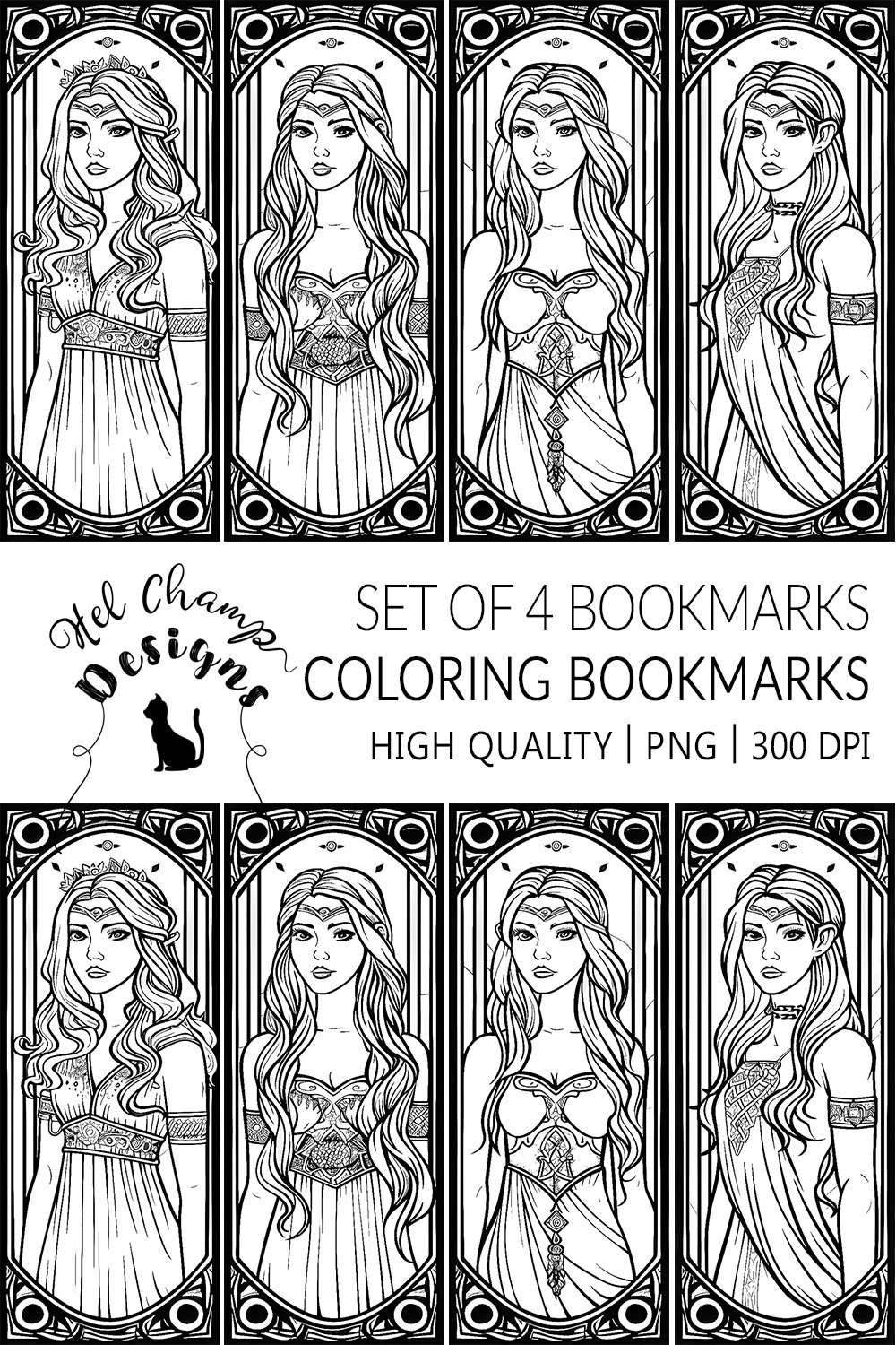 Coloring bookmarks old greek goddess sublimation