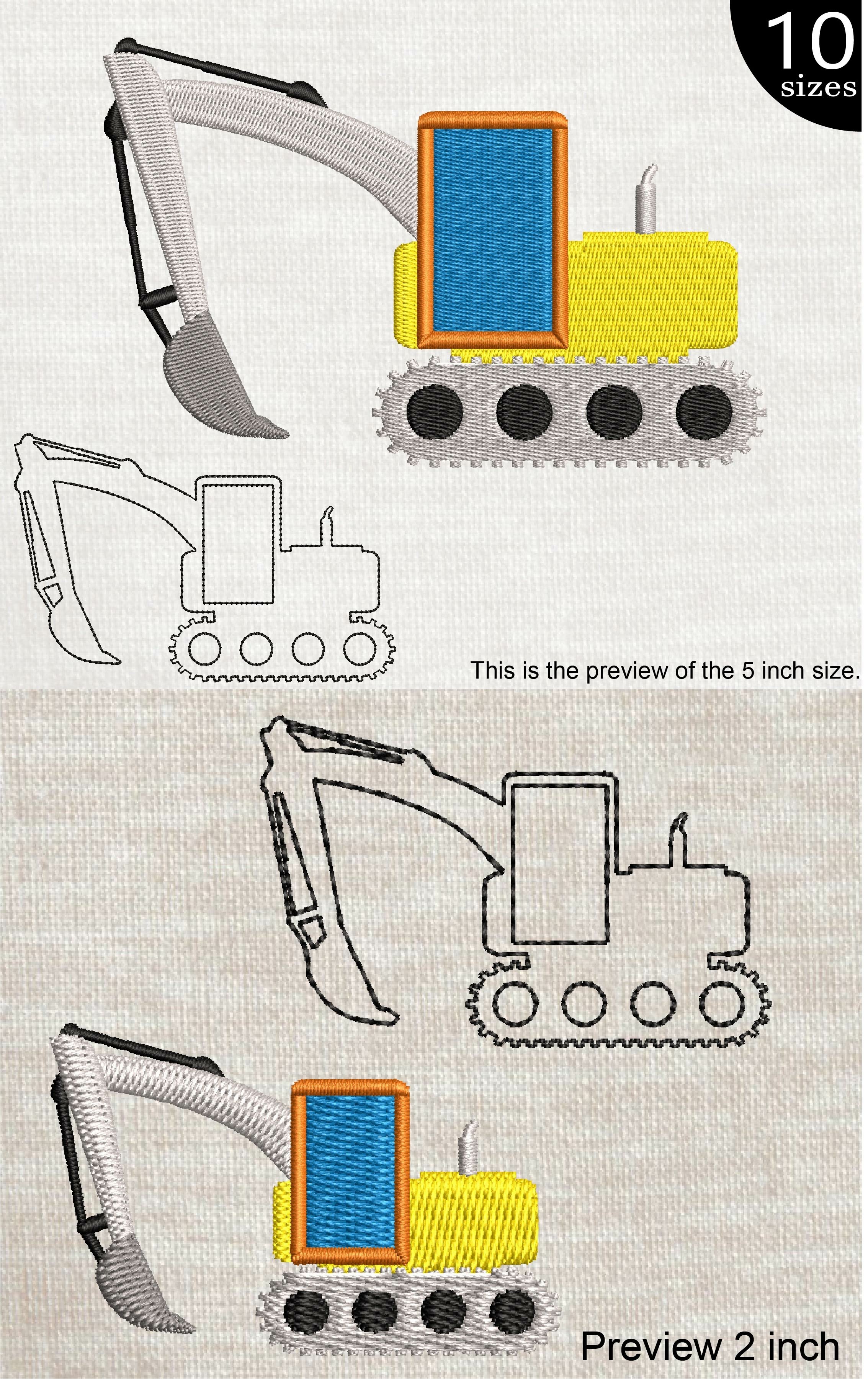 Construction Excavator - Embroidery Files - 13e