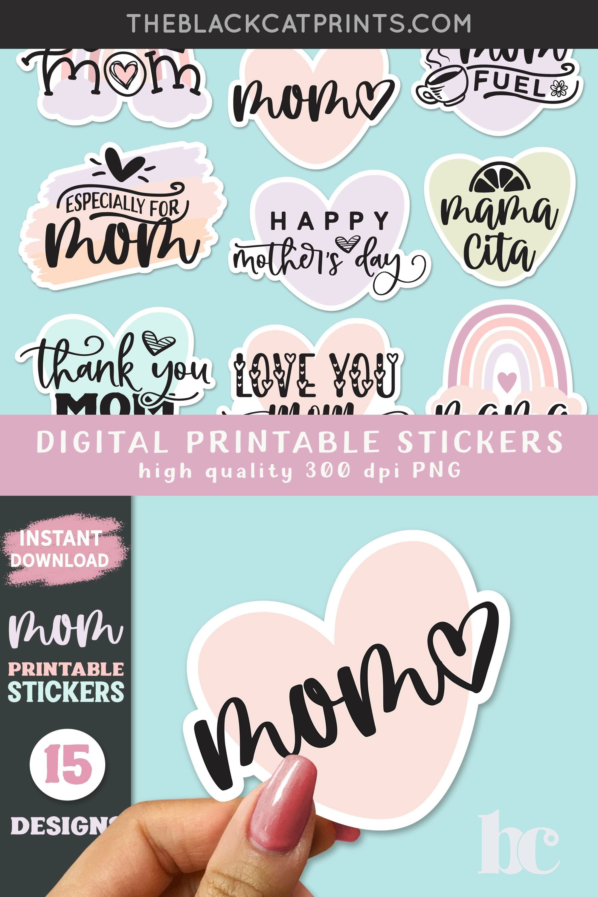 Printable Mother's Day Stickers | Mom Rainbow Sticker Decals