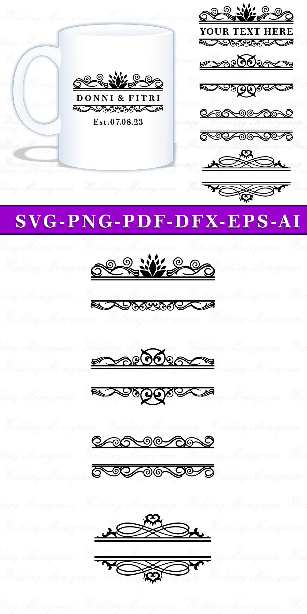 Split Monogram Svg Bundle, Mug Svg Designs