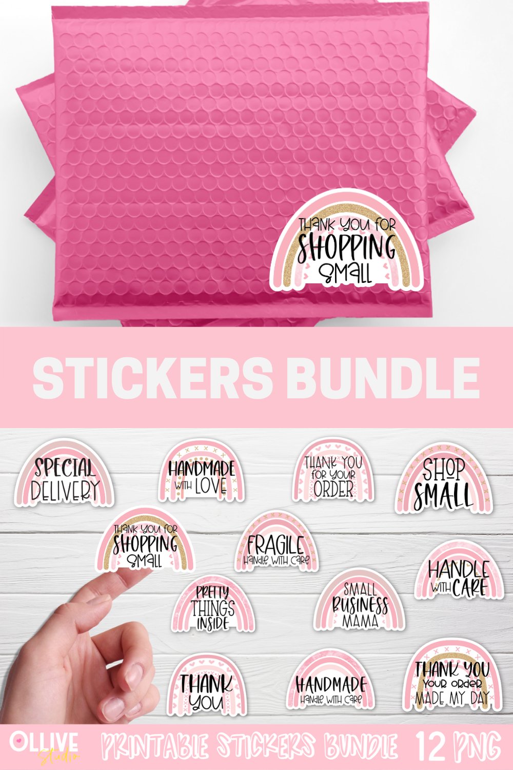 Packaging and Business Rainbow Stickers Bundle