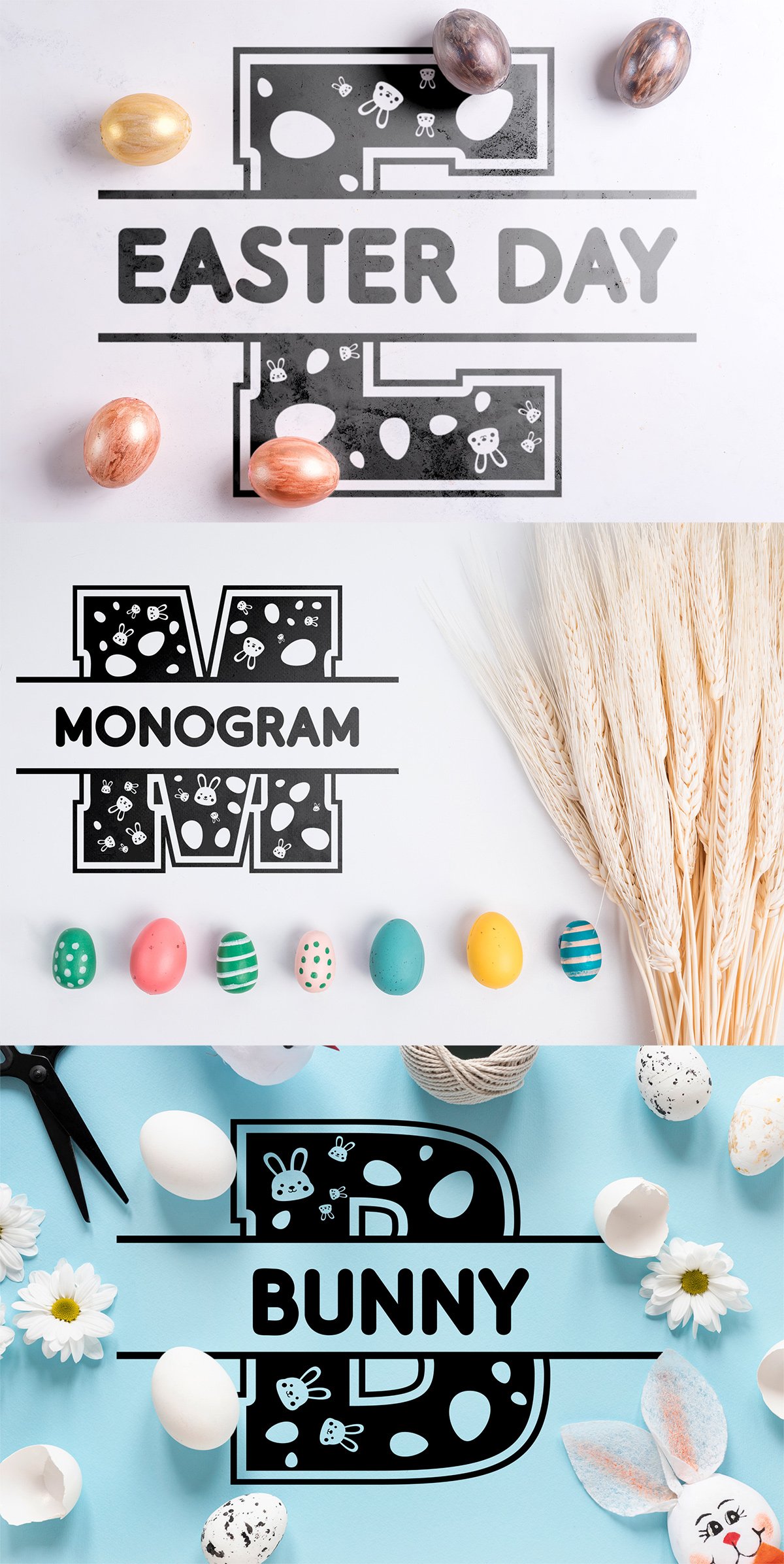 Easter Split Monogram SVG Alphabet (1204797)