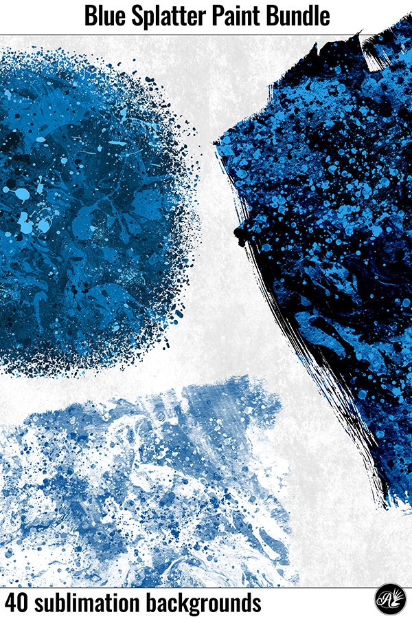 Blue Splatter Paint sublimation backgrounds bundle