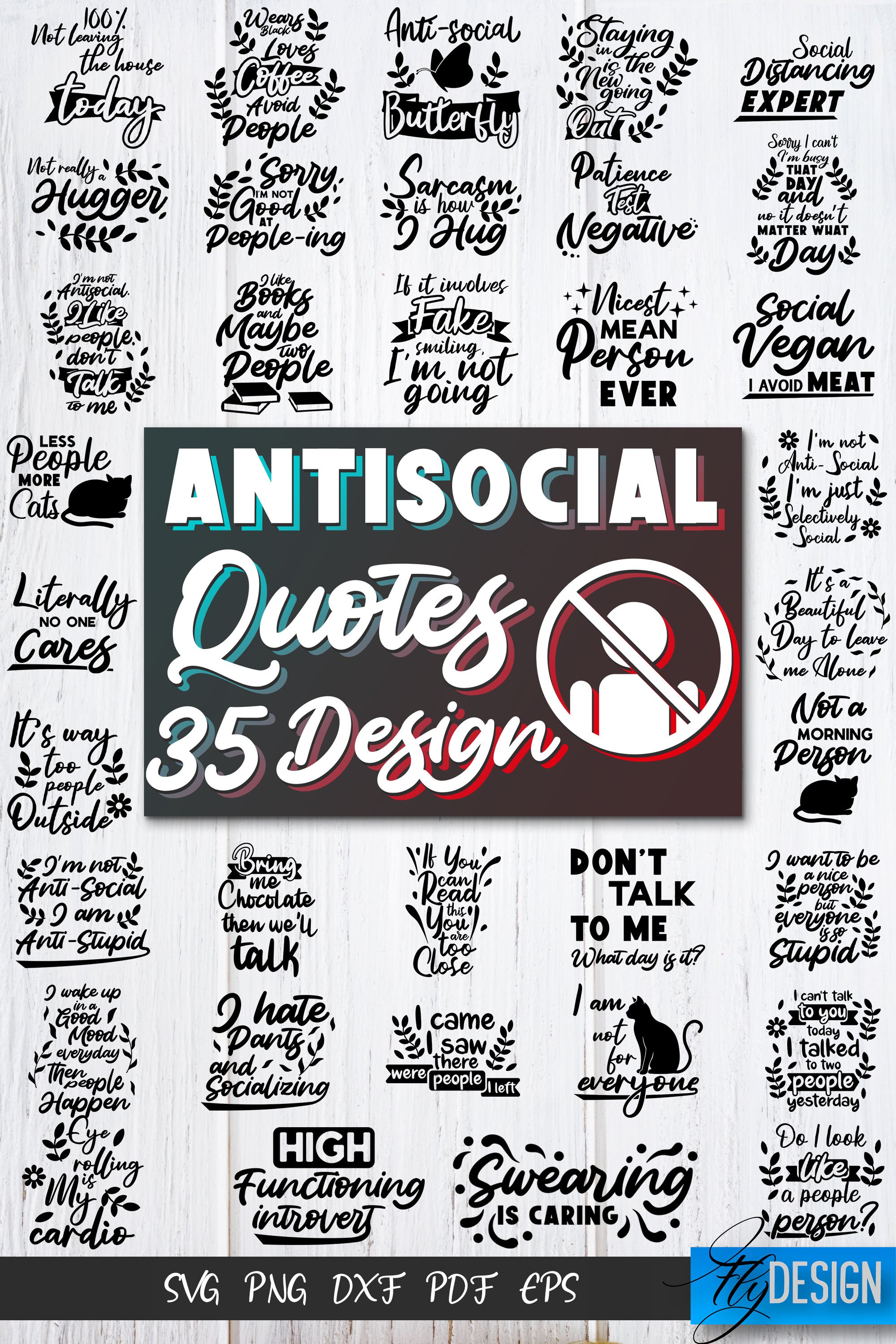 Antisocial Quotes SVG Bundle. Sarcastic Quotes, (1640120)