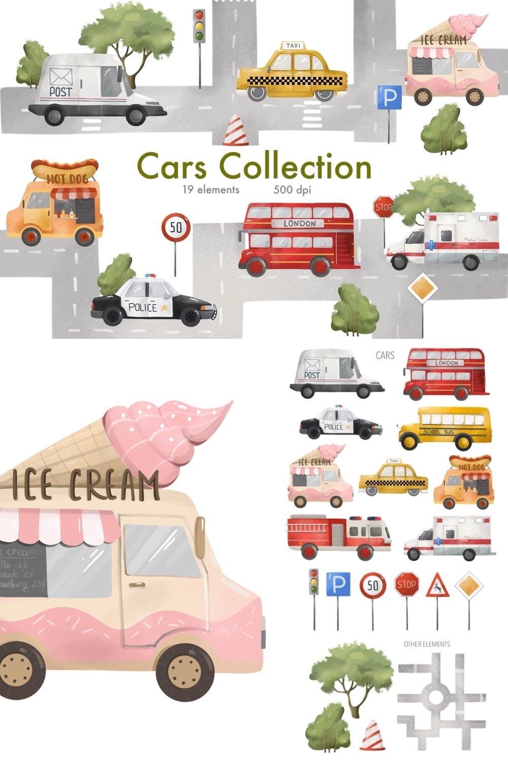 Cute Cars Kids Clipart