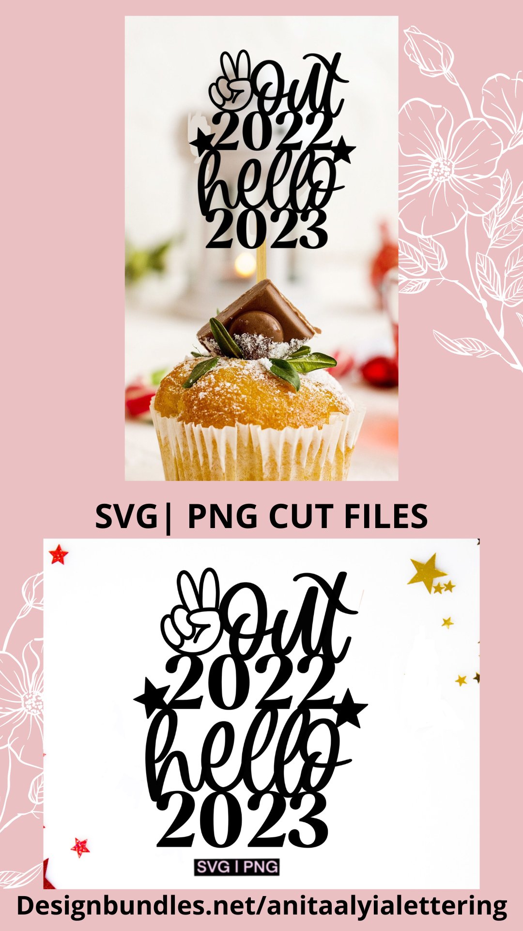 Peace out 2022 hello 2023 SVG - New Years Eve cake topper