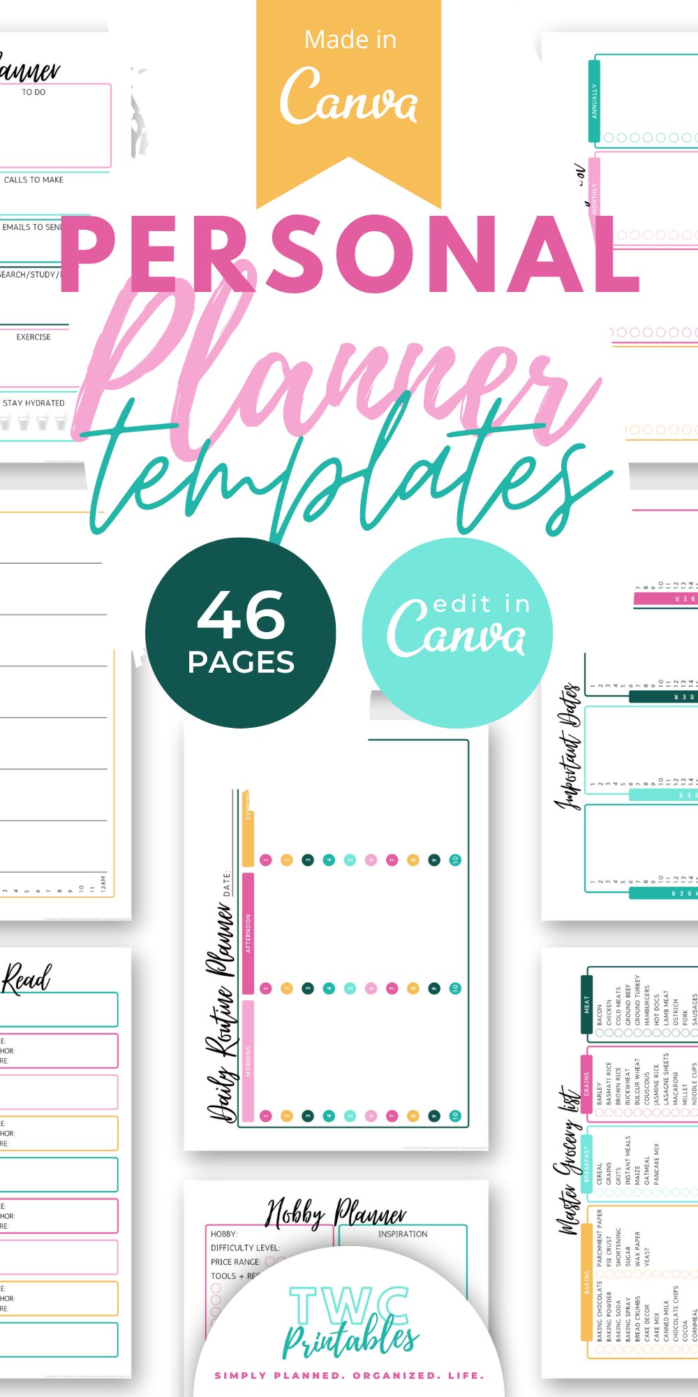 personal planner canva templates