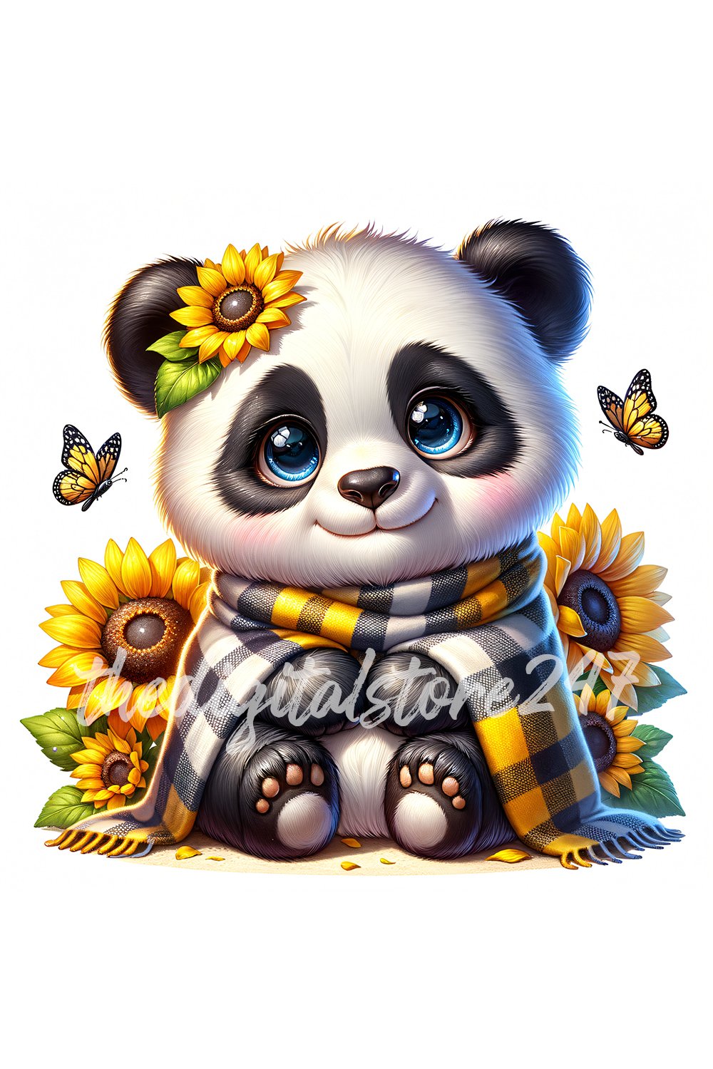 Cute Panda with Sunflowers JPG File (3551348)