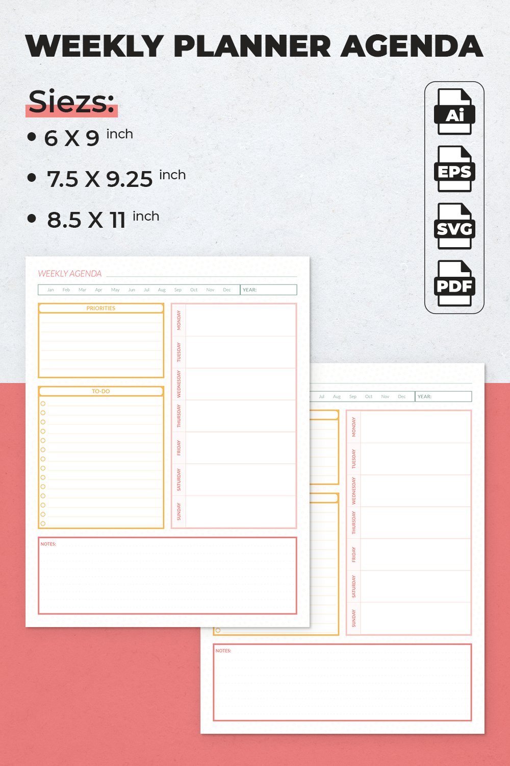 Weekly Planner Agenda | Planner Template
