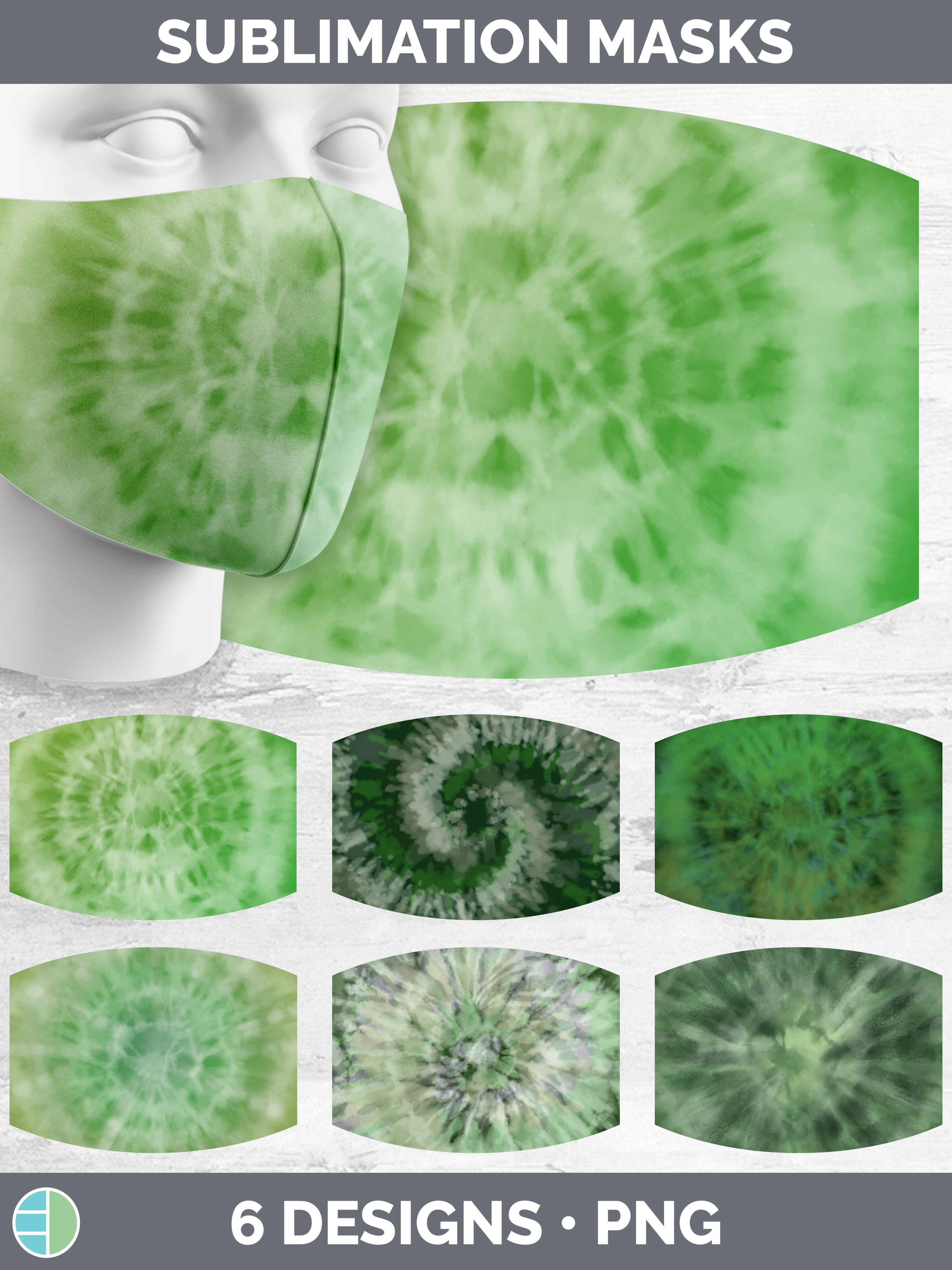 Green Tie Dye Mask | Sublimation Bundle Face Mask Designs