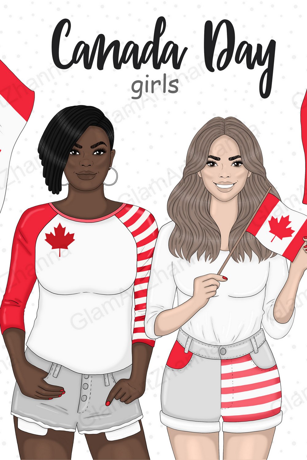 Canada Day GIRLS National Canadian Striped Flag Maple - PNG