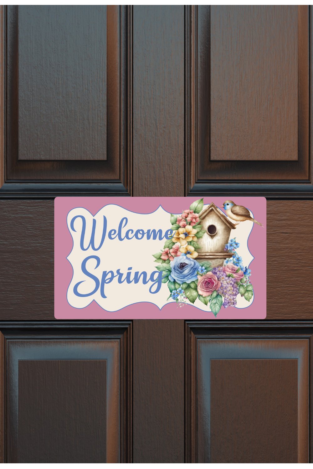 Welcome Spring Door Sign, Sublimation Wreath Attachment PNG