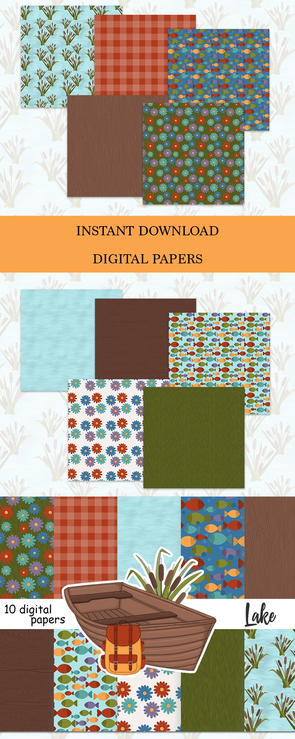 Lake Patterns | Camping Digital Paper