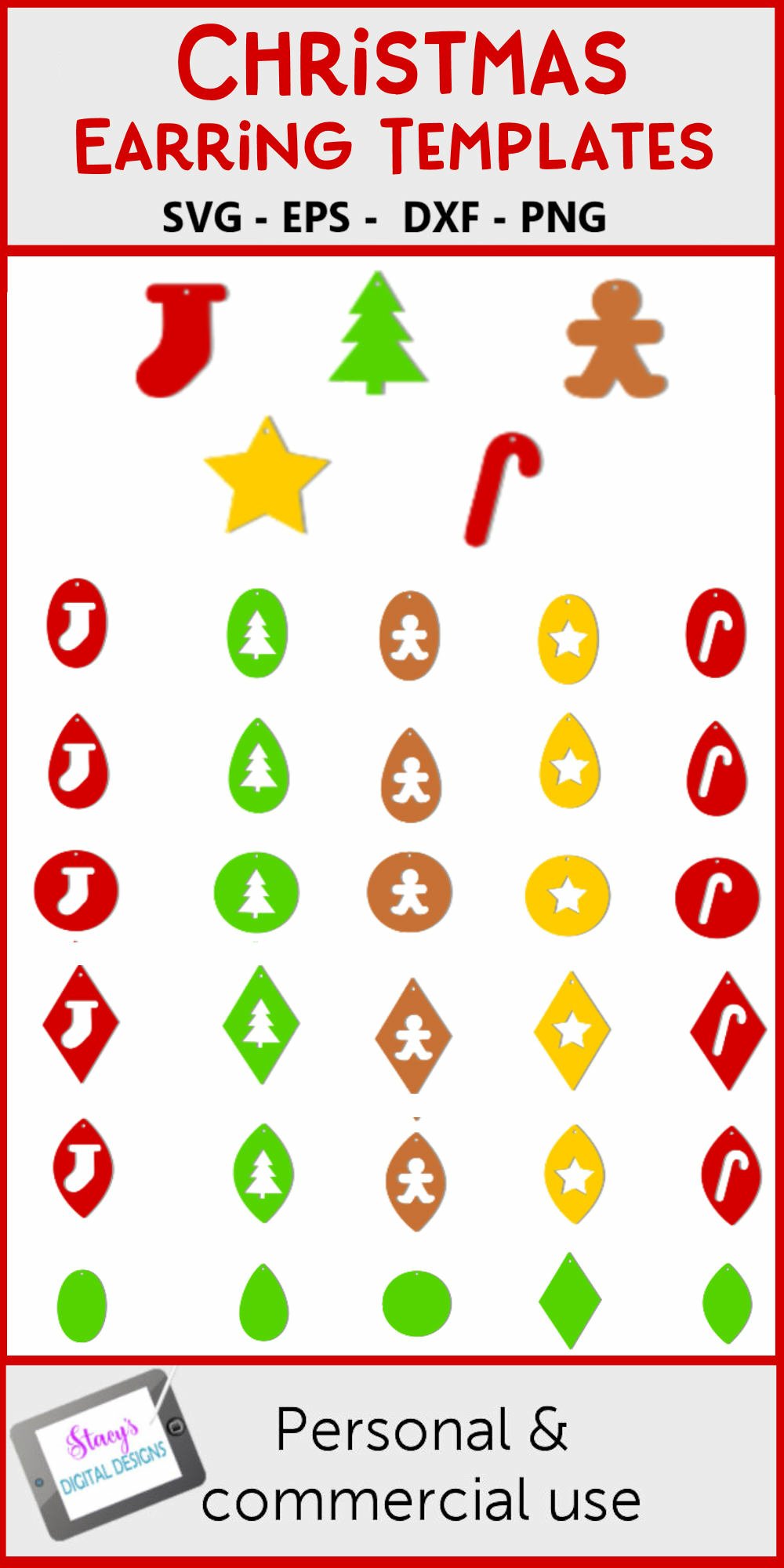 Christmas earring templates
