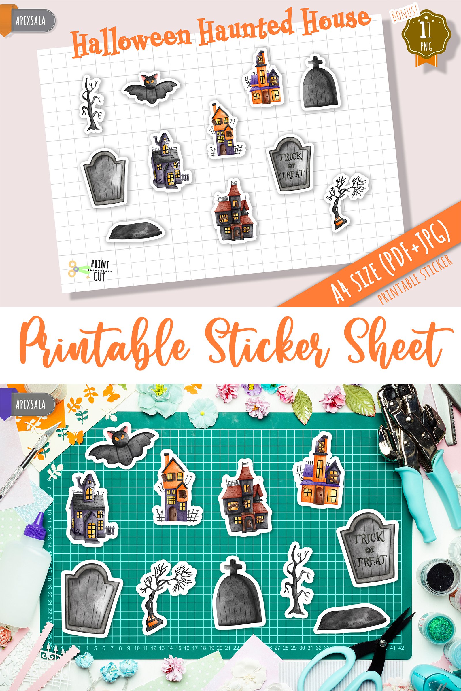 Halloween Haunted House Printable Sticker Stheet (2161309)