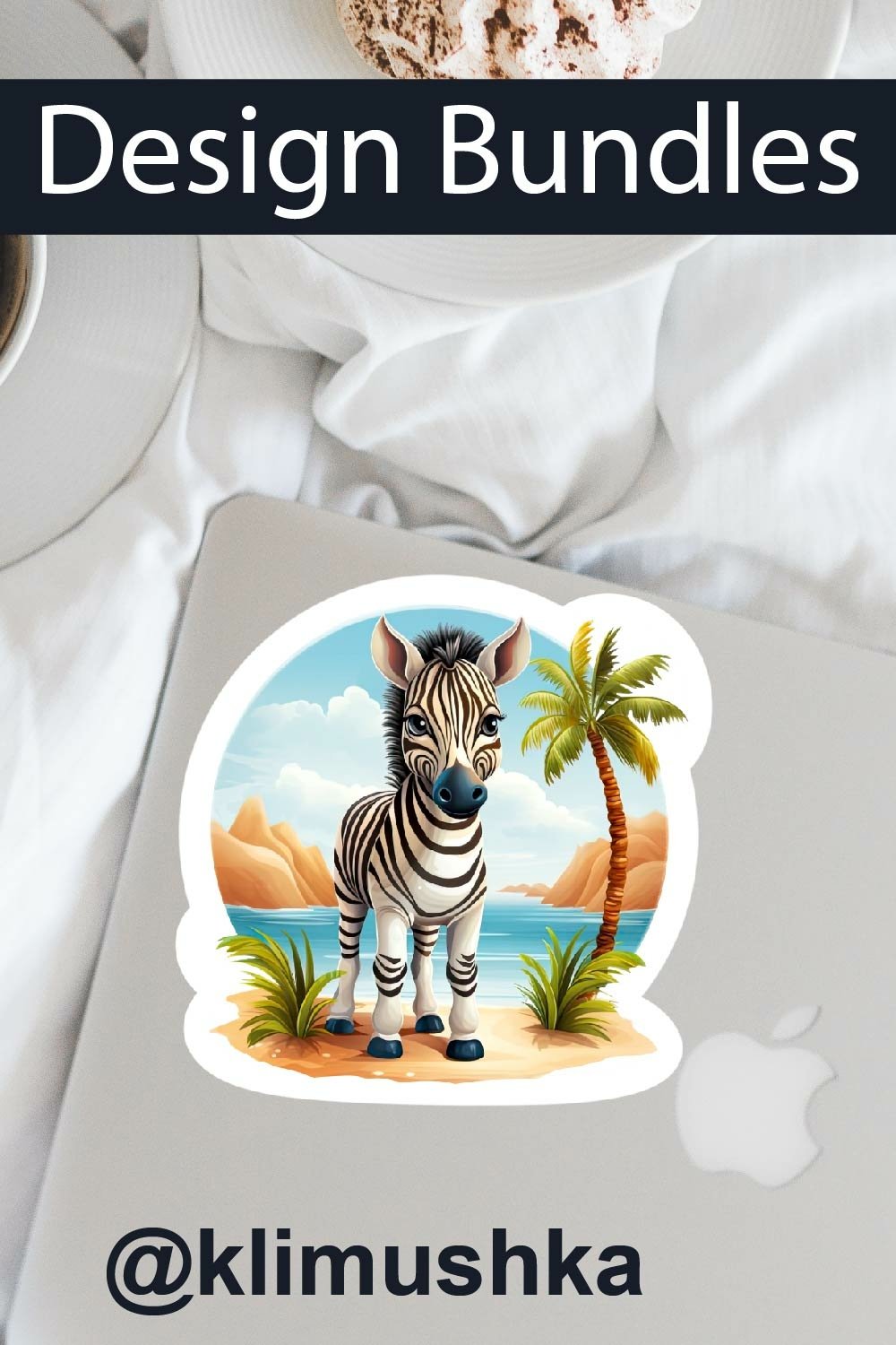 Cute zebra sticker|Zebra with palm Printable Sticker Sheet
