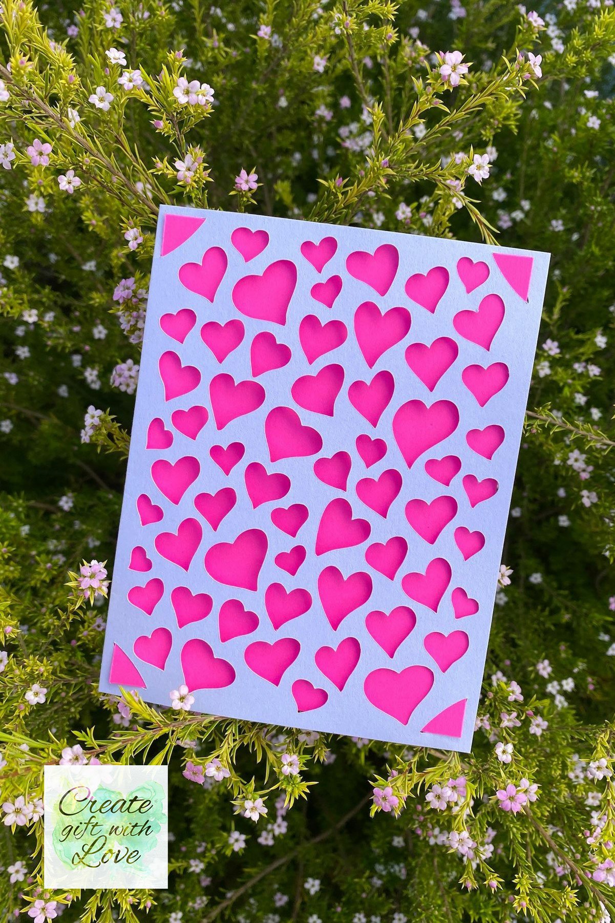 Card SVG template cutting file with Hearts for Cricut.