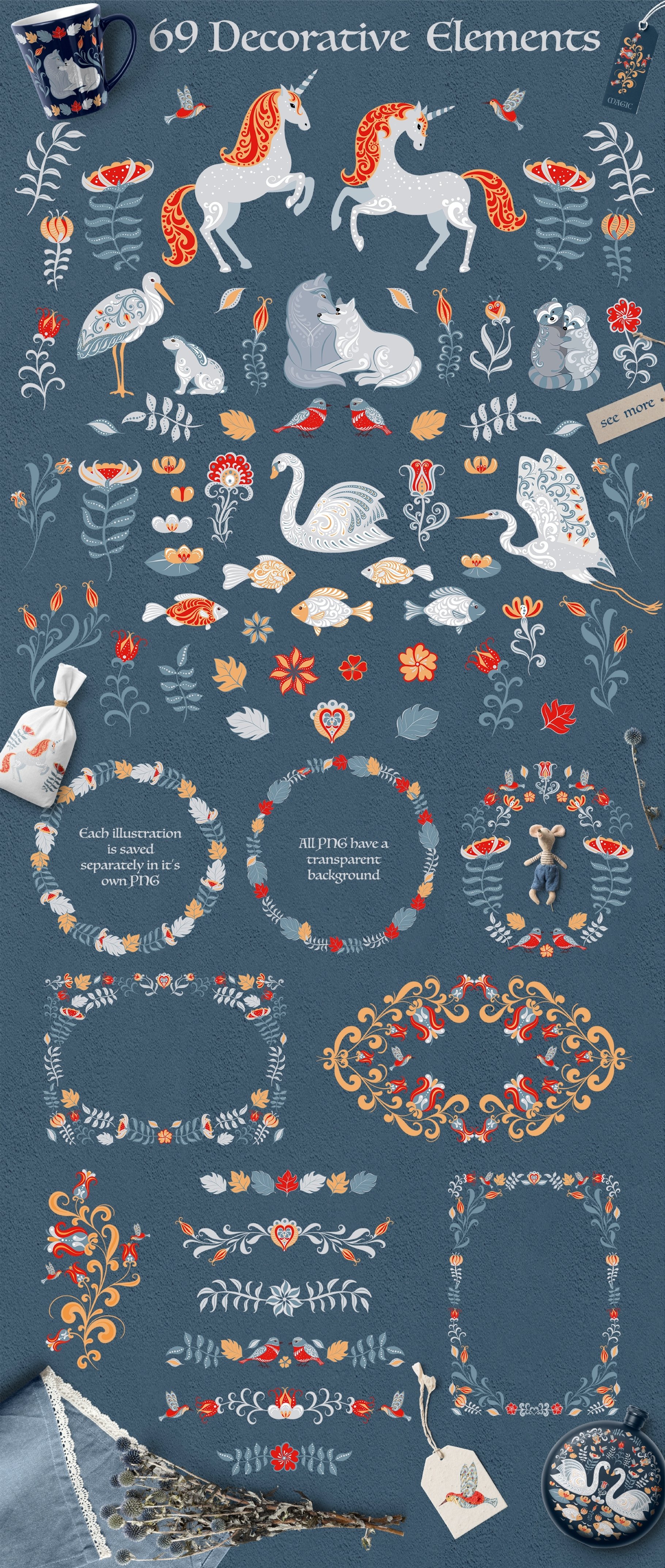 FANTASY ANIMALS AND BIRDS. FOLK ART COLLECTION