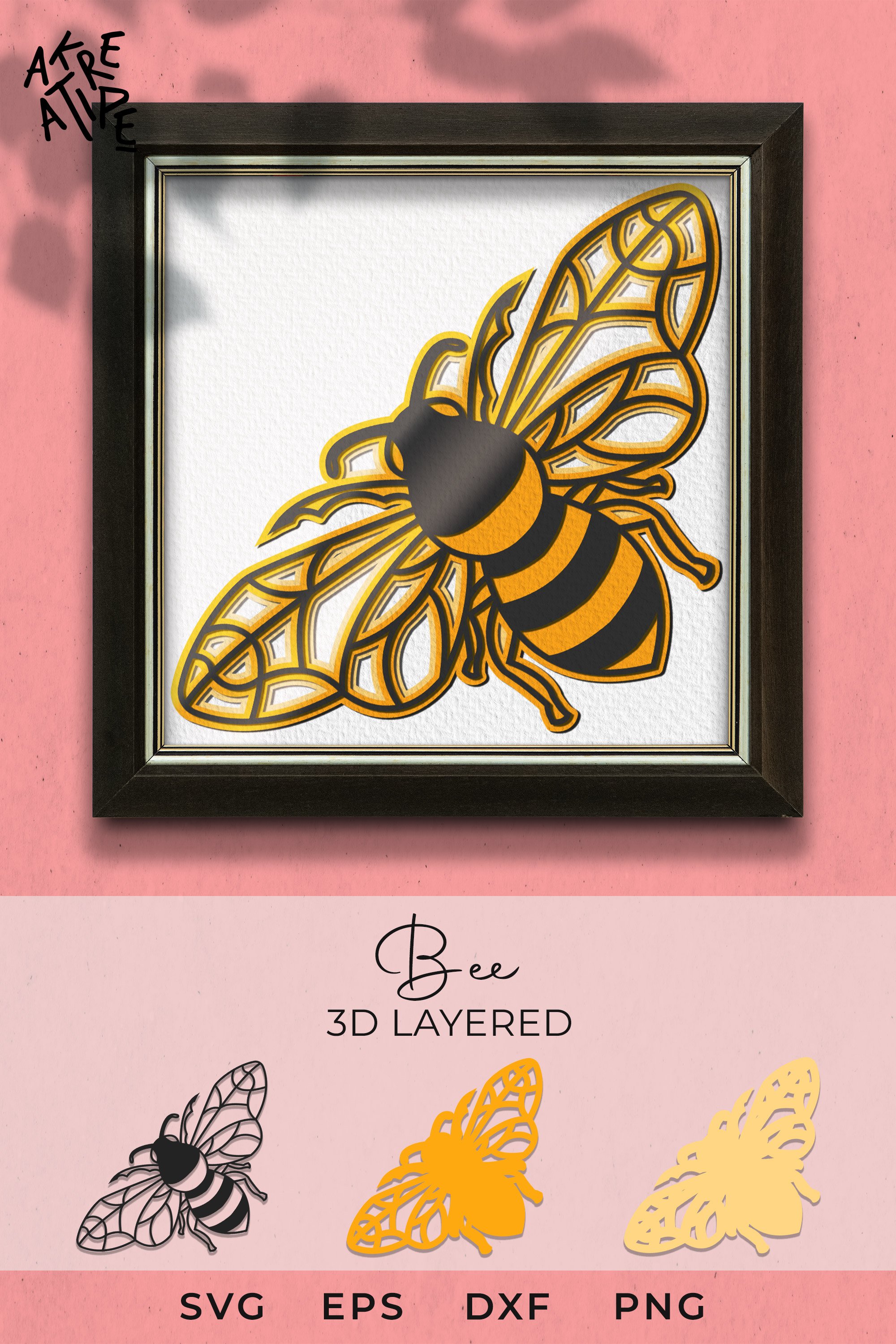 3D Layered Bee SVG | Bee Cut File SVG (1222425)