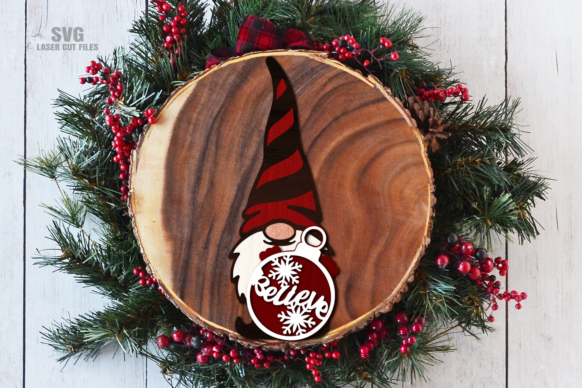 Believe Christmas Gnome Sign SVG Glowforge Files Bundle