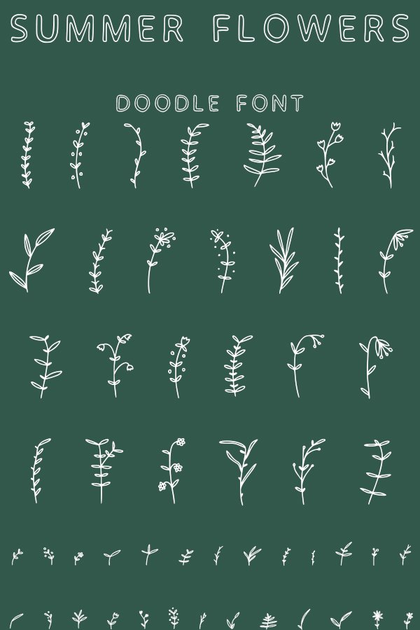 Summer flowers doodle font in ttf, otf