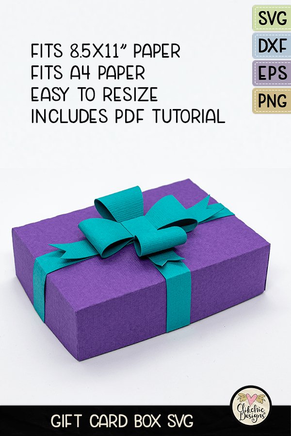 Gift Card Box SVG Cutting File, Gift Card Box with Bow