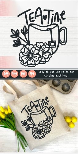 Tea cup SVG| Spring Tea Time Cut-File|Cup Illustration