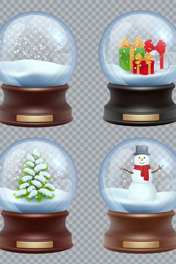 Glass snow ball. Crystallizing magical christmas toy snowglo