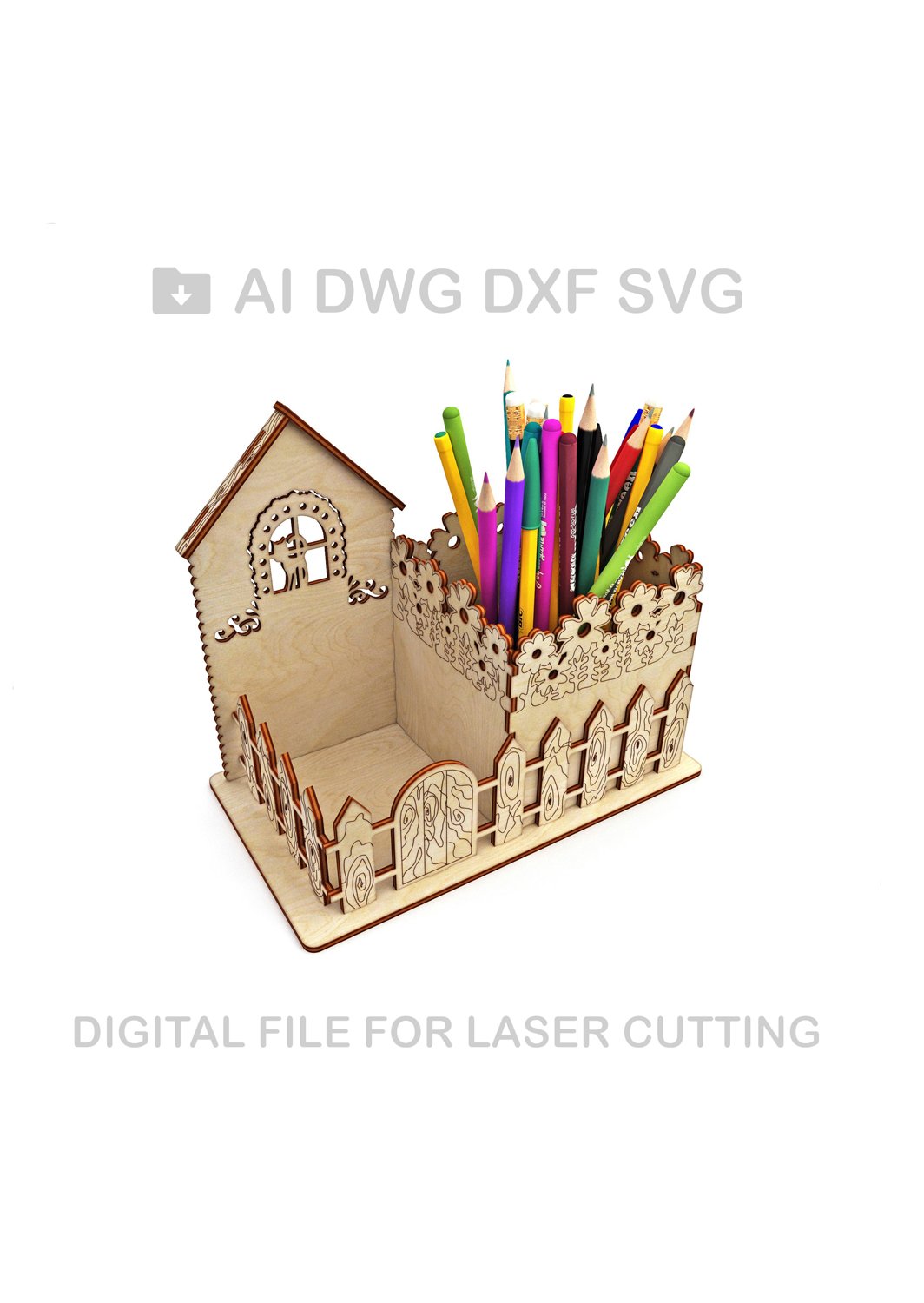 Pencil holder vector for CNC svg vector file, (1997408)