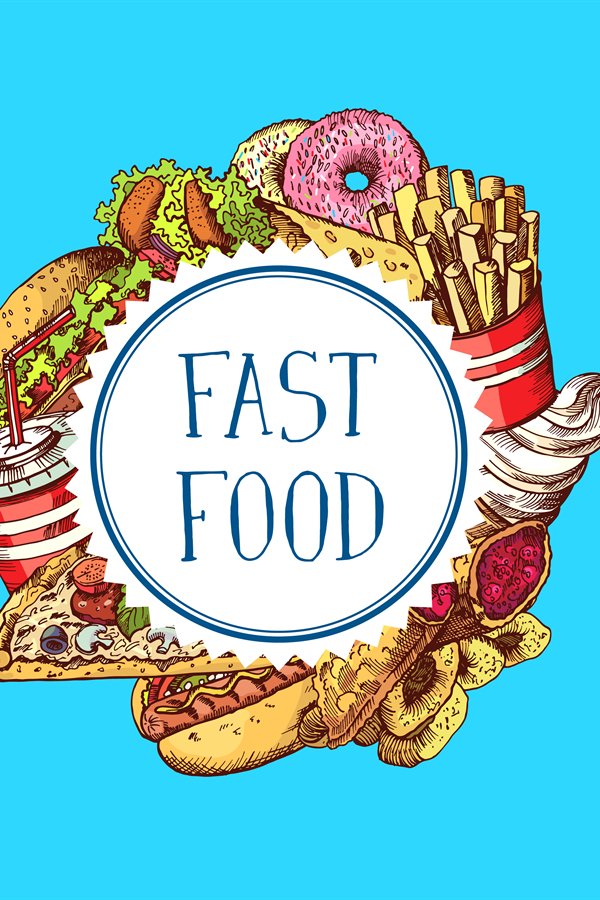 Vector hand drawn colored fast food elements (814363)