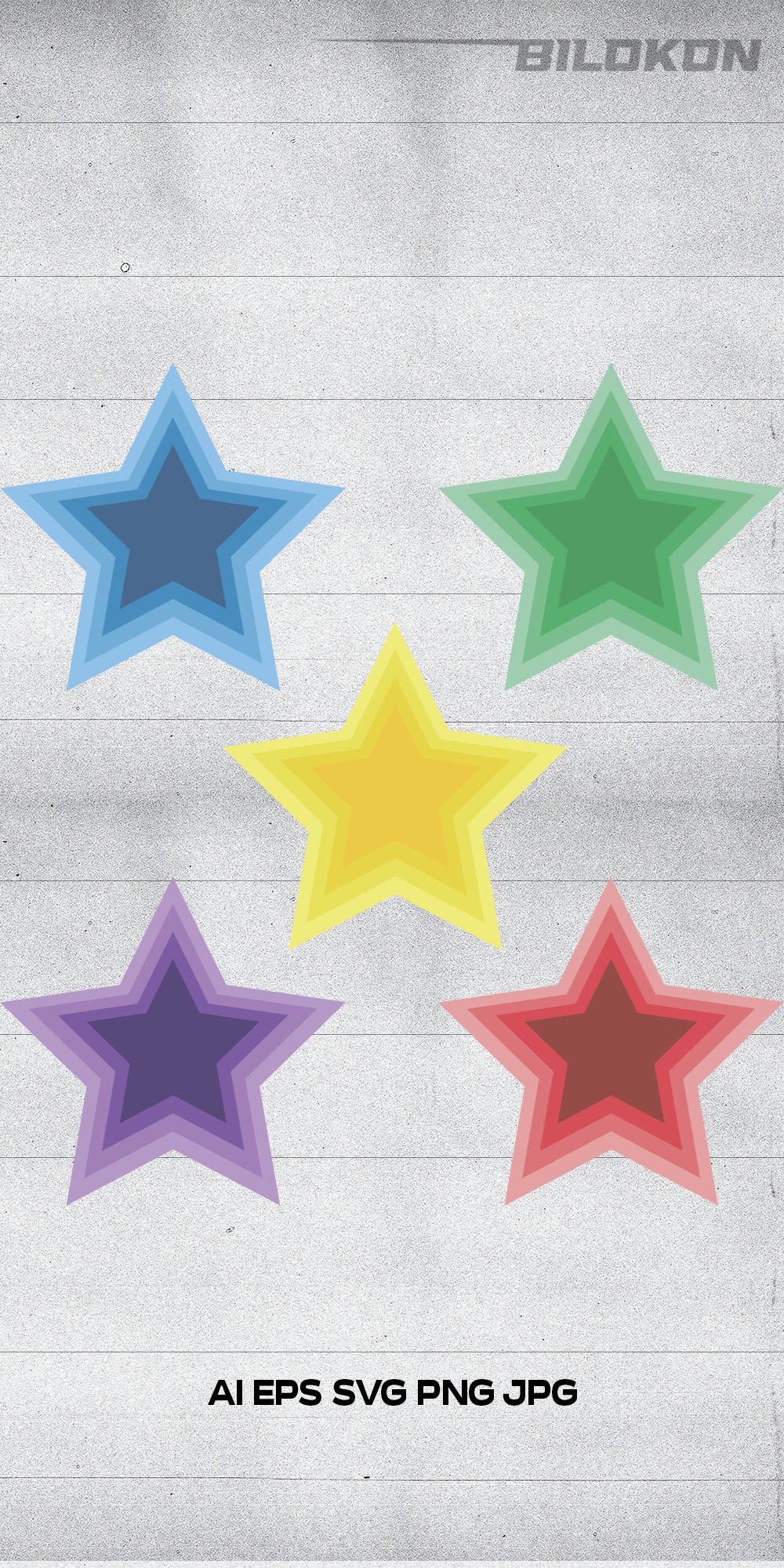 Abstract Star Gradient Set, SVG Vector