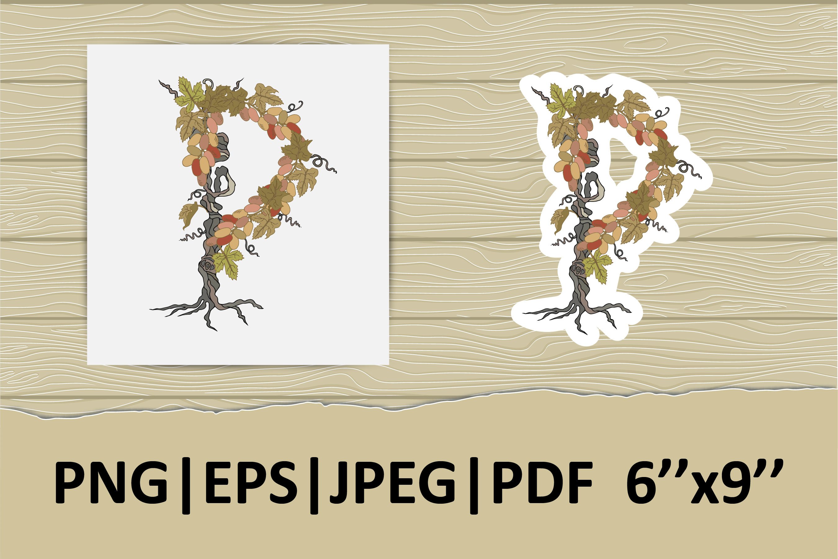 Letter P, monogram P printable, monogram P sticker.