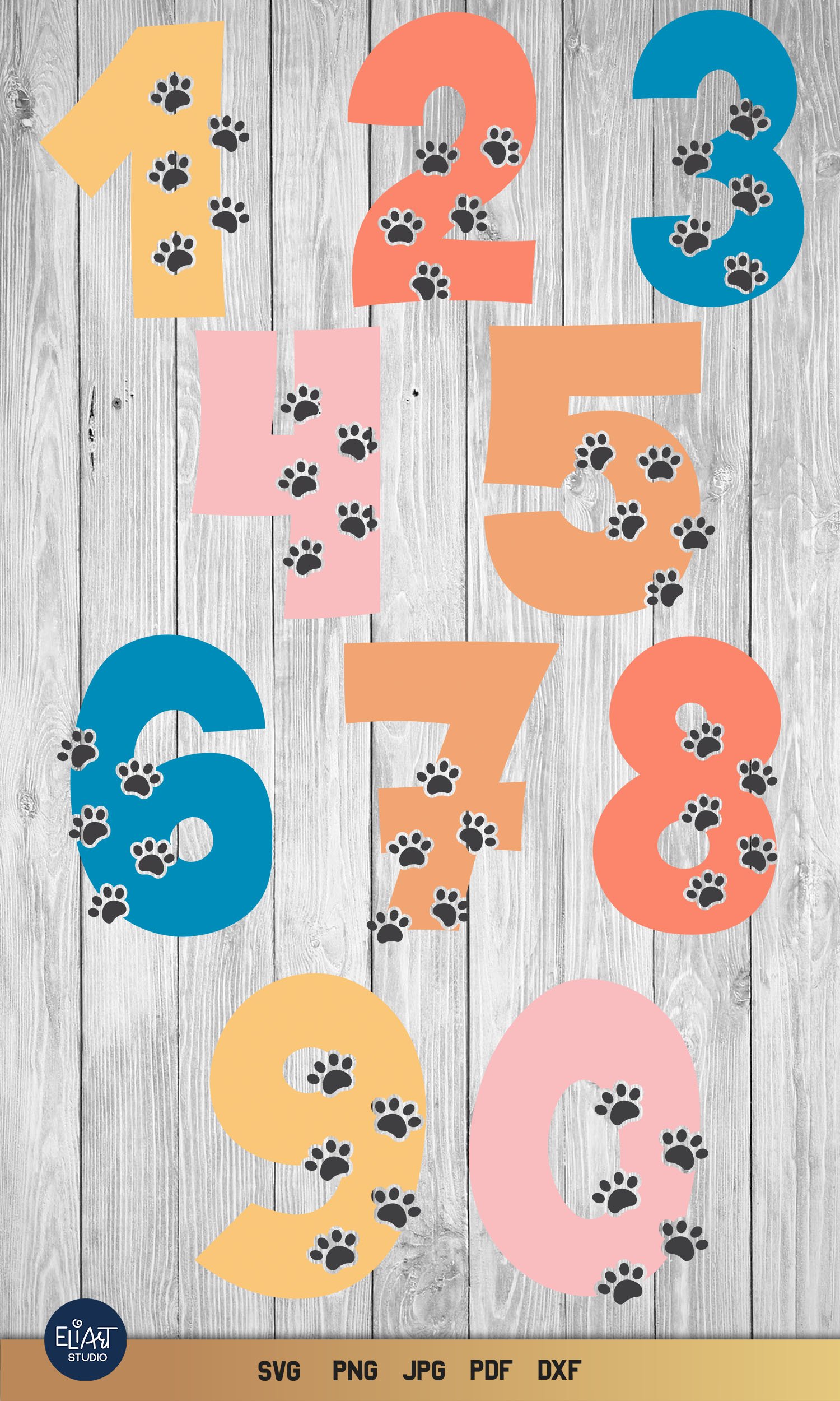 Paw Print Number SVG | Paw Print SVG Design