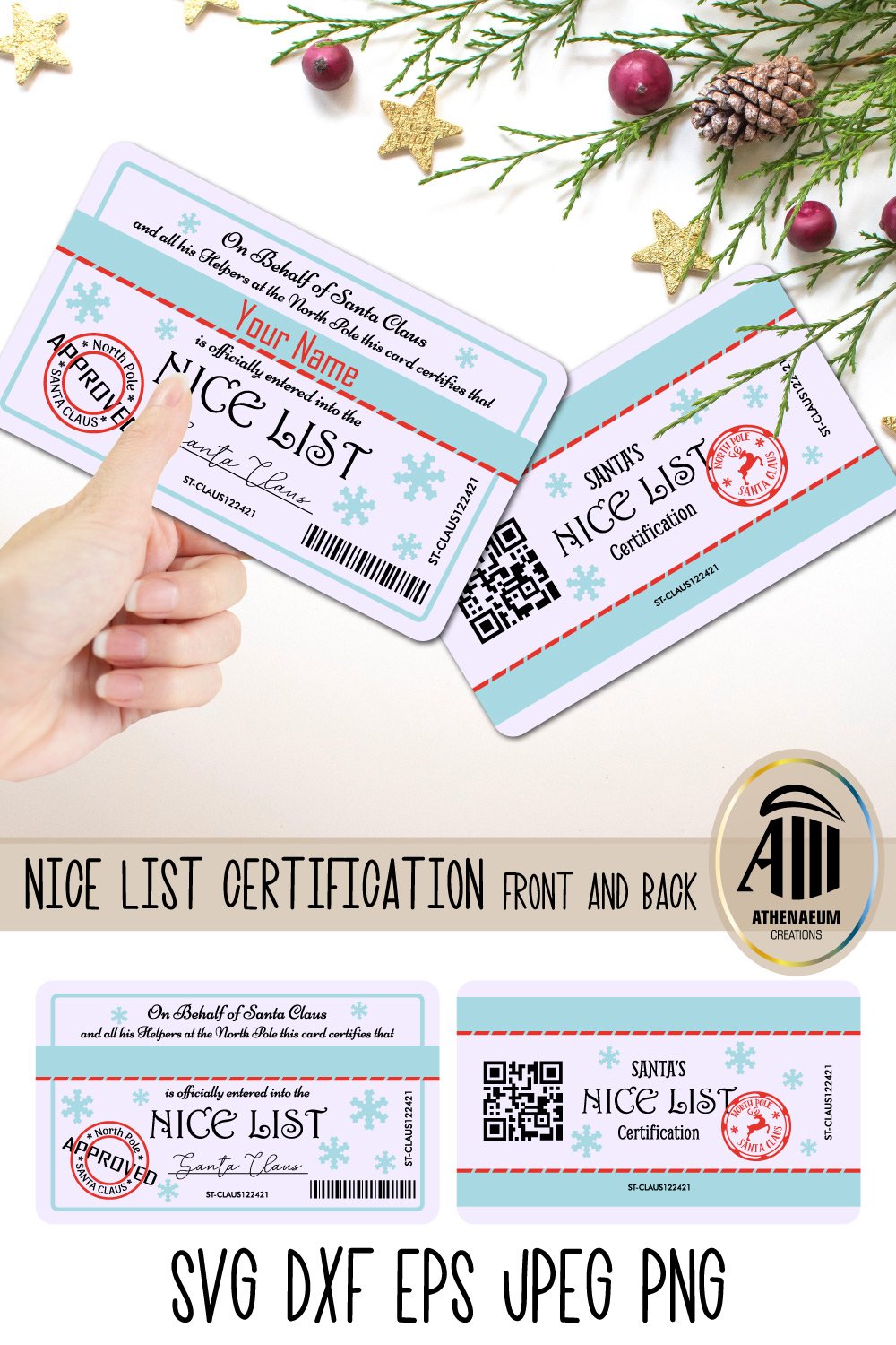Christmas gift certificate template|Santa's Nice List Card