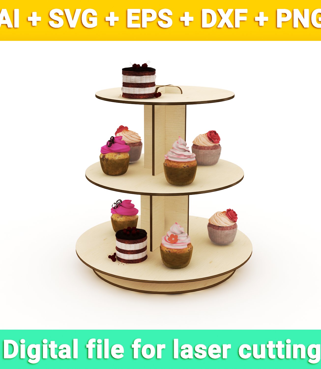 Cake stand "Circle" vector for CNC svg vector file