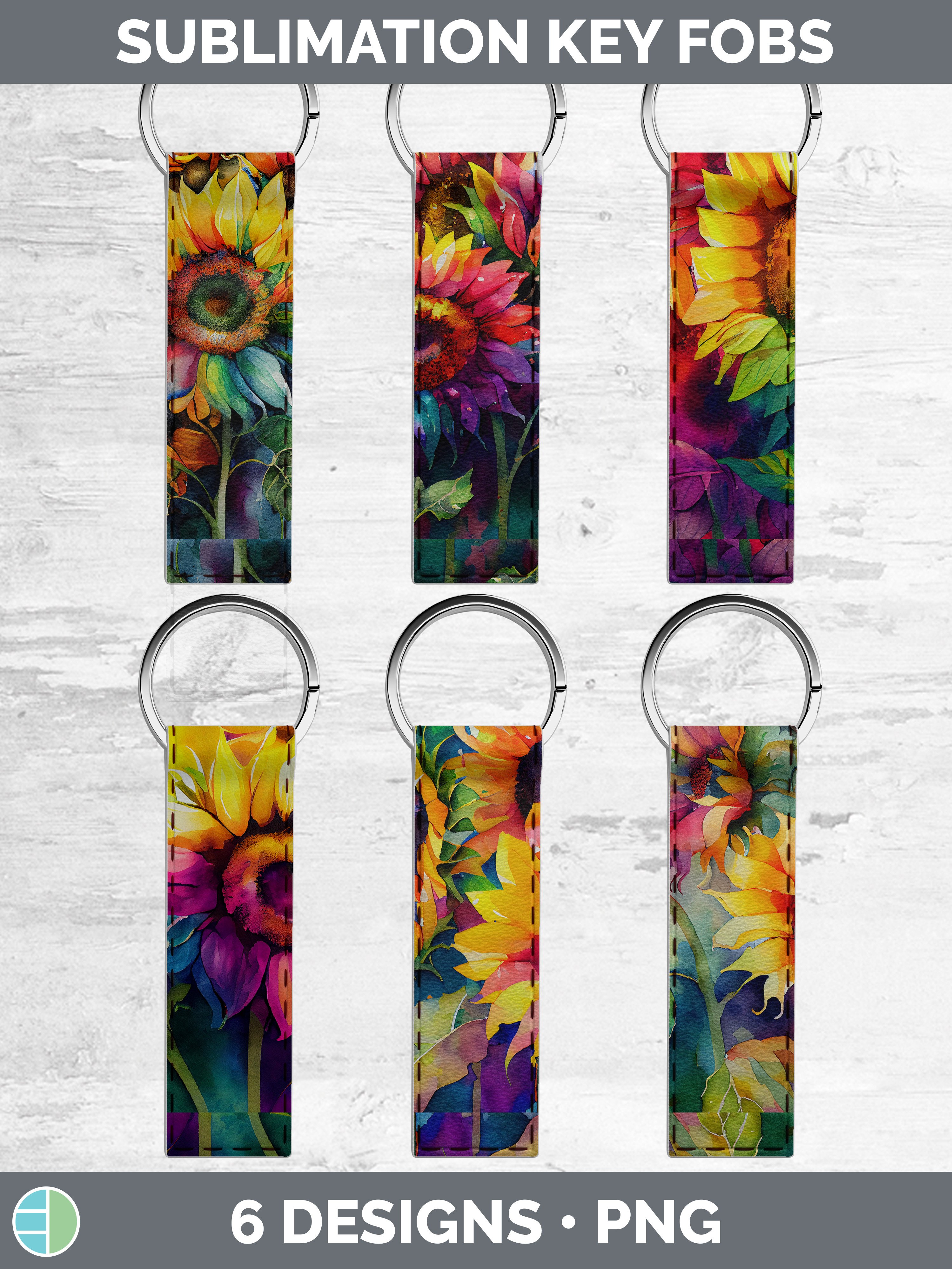 Rainbow Sunflowers Key Fob | Wristlet Sublimation