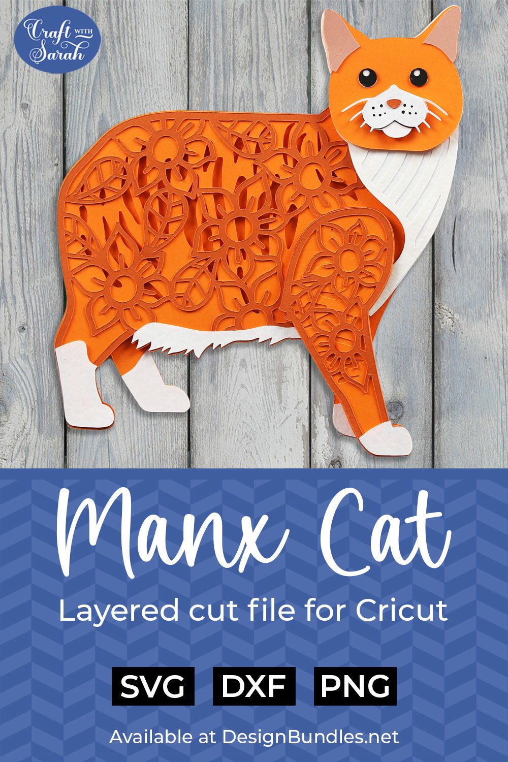 Manx Cat SVG | 3D Layered Manx Cat SVG