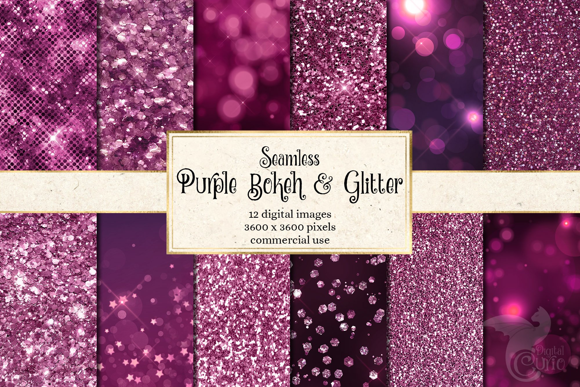Purple Bokeh and Glitter Digital Paper