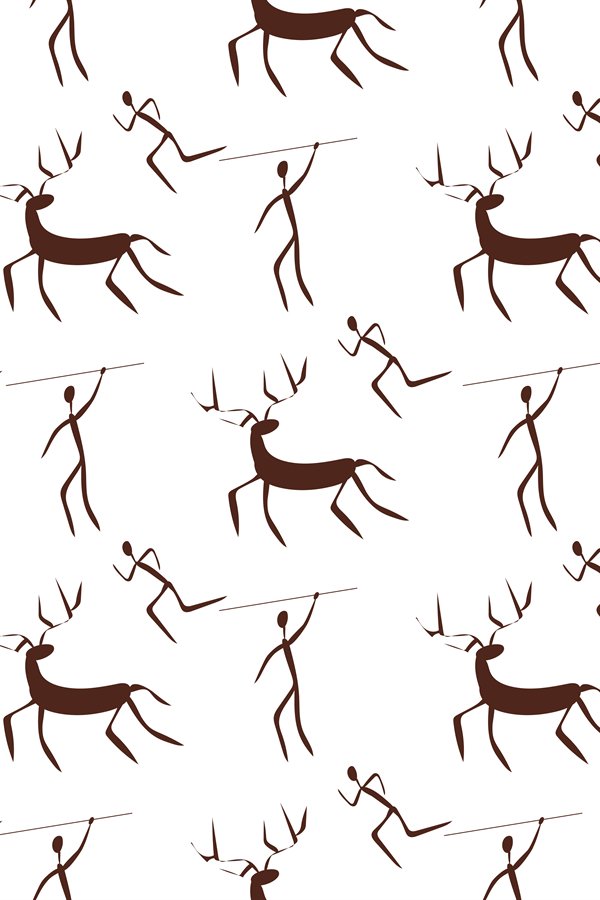 Stone age primitive painting seamless pattern background