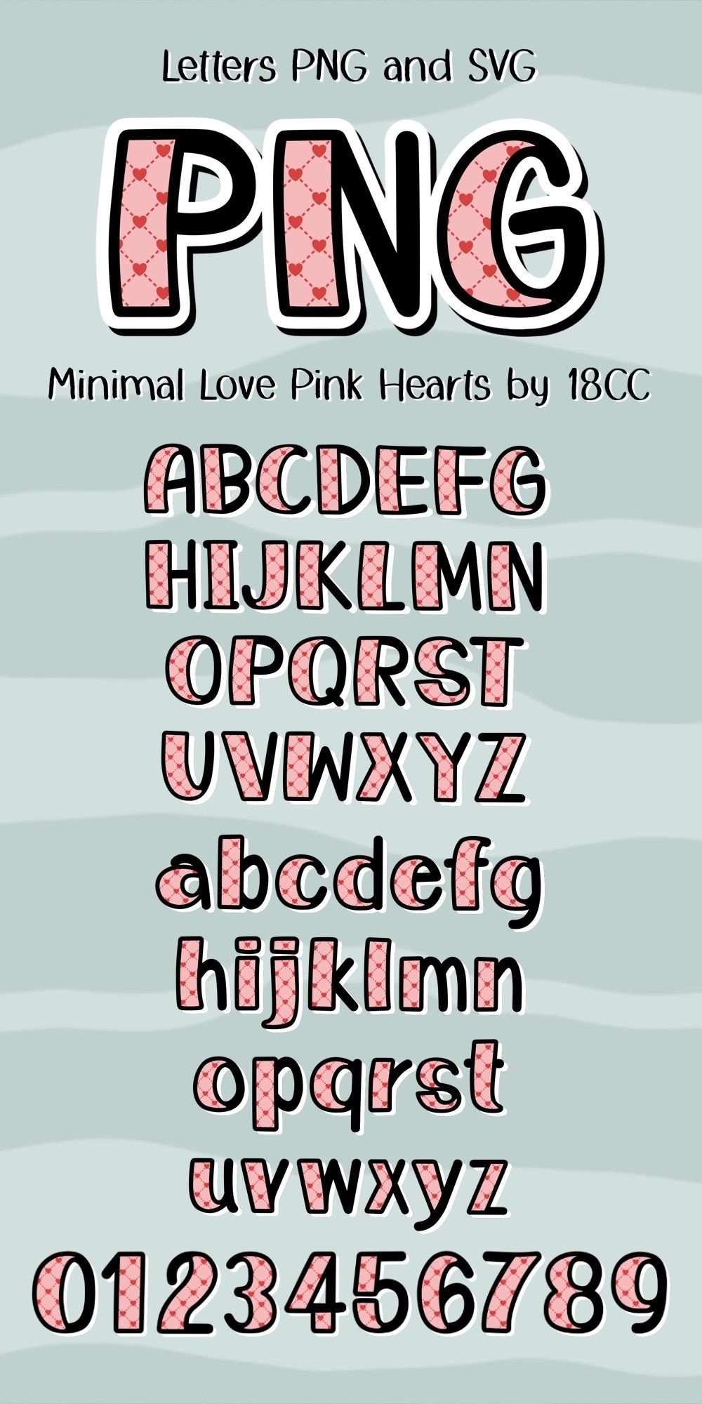 Minimal Love Pink Hearts Letters PNG SVG