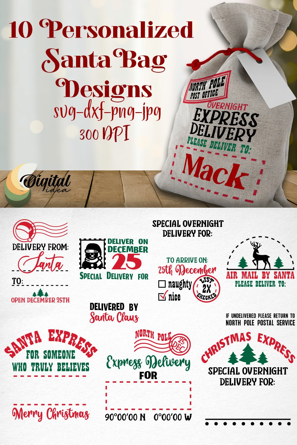 Personalized Santa Bag Bundle SVG. Personalized Santa Expres