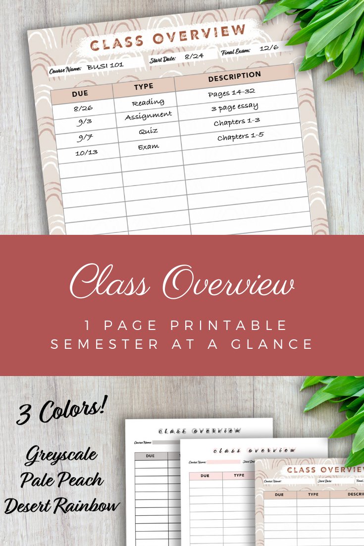 Semester at a Glance Printable Course Overview syllabus