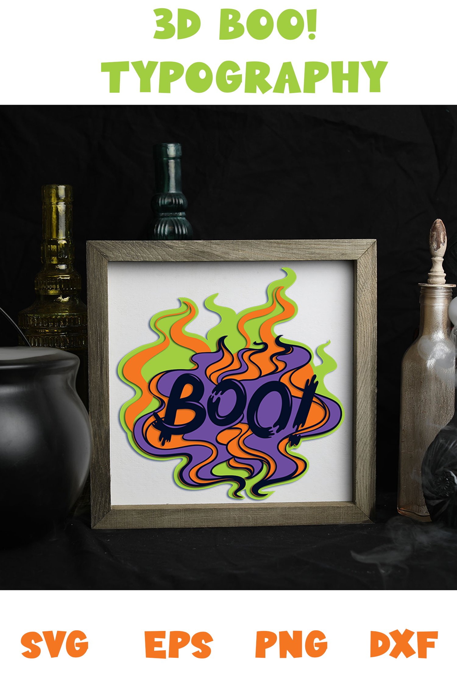 Layered Halloween Boo typography