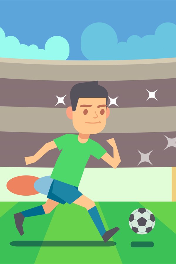 Soccer player running with ball vector illustration
