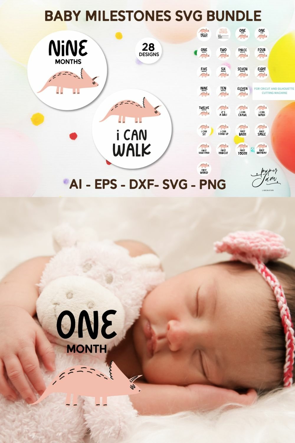 Baby milestones SVG bundle