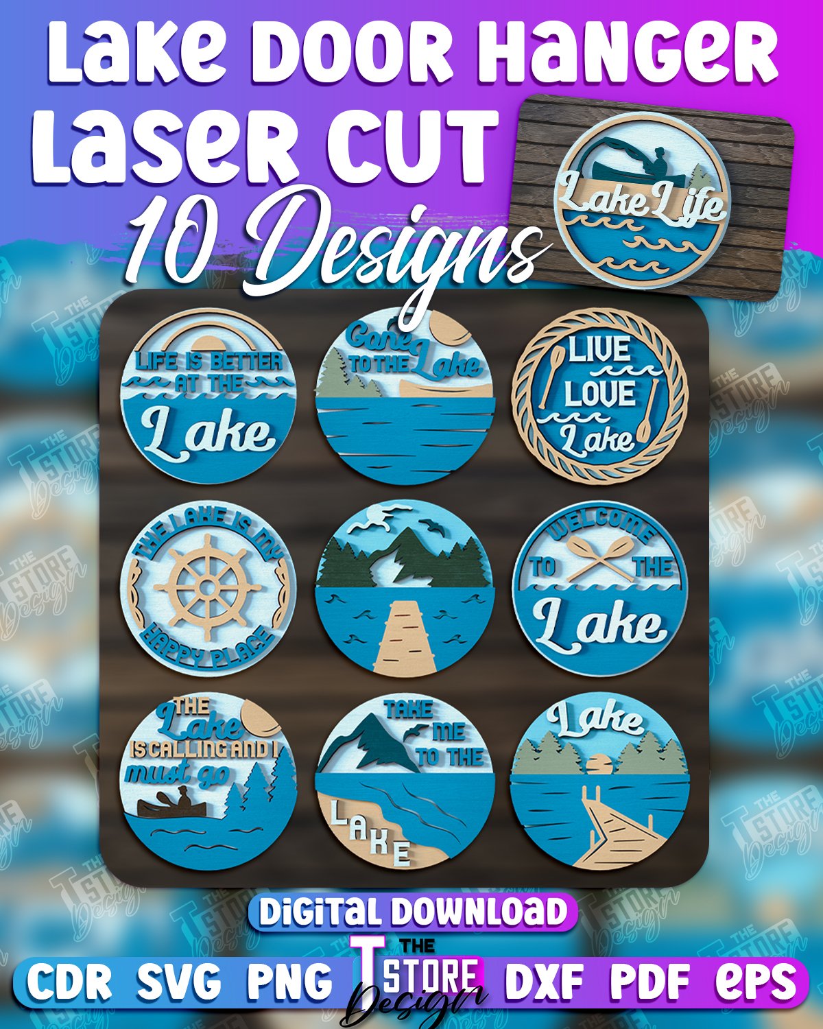 Lake Door Hangers Laser Cut | Summer Door Hanger (4278677)
